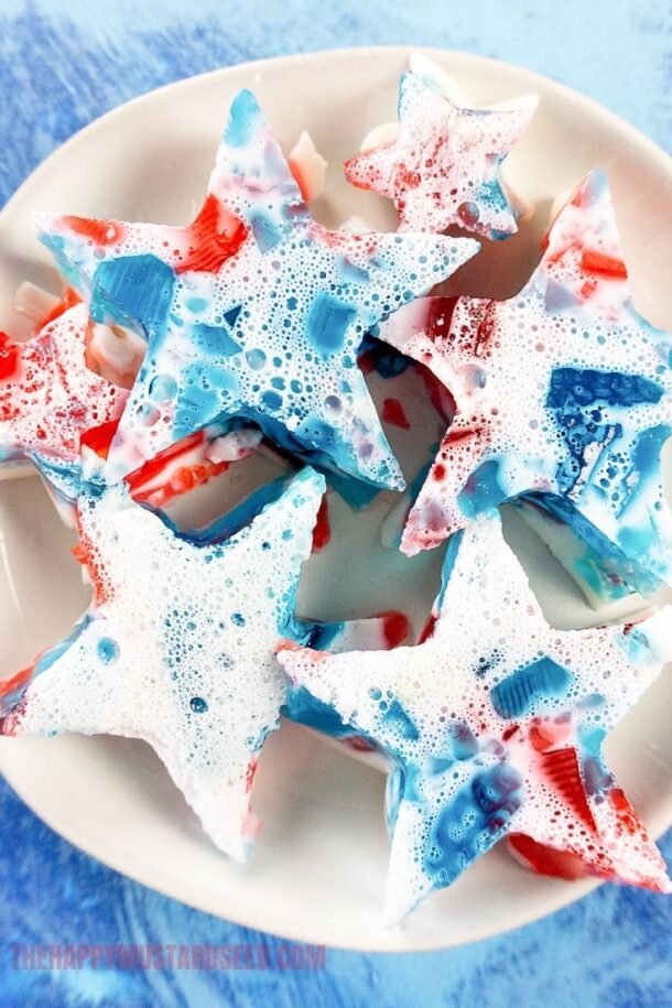 Red, White & Blue Stained Glass Jello Stars - The Happy Mustard Seed