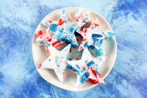 Red, White & Blue Stained Glass Jello Stars - The Happy Mustard Seed